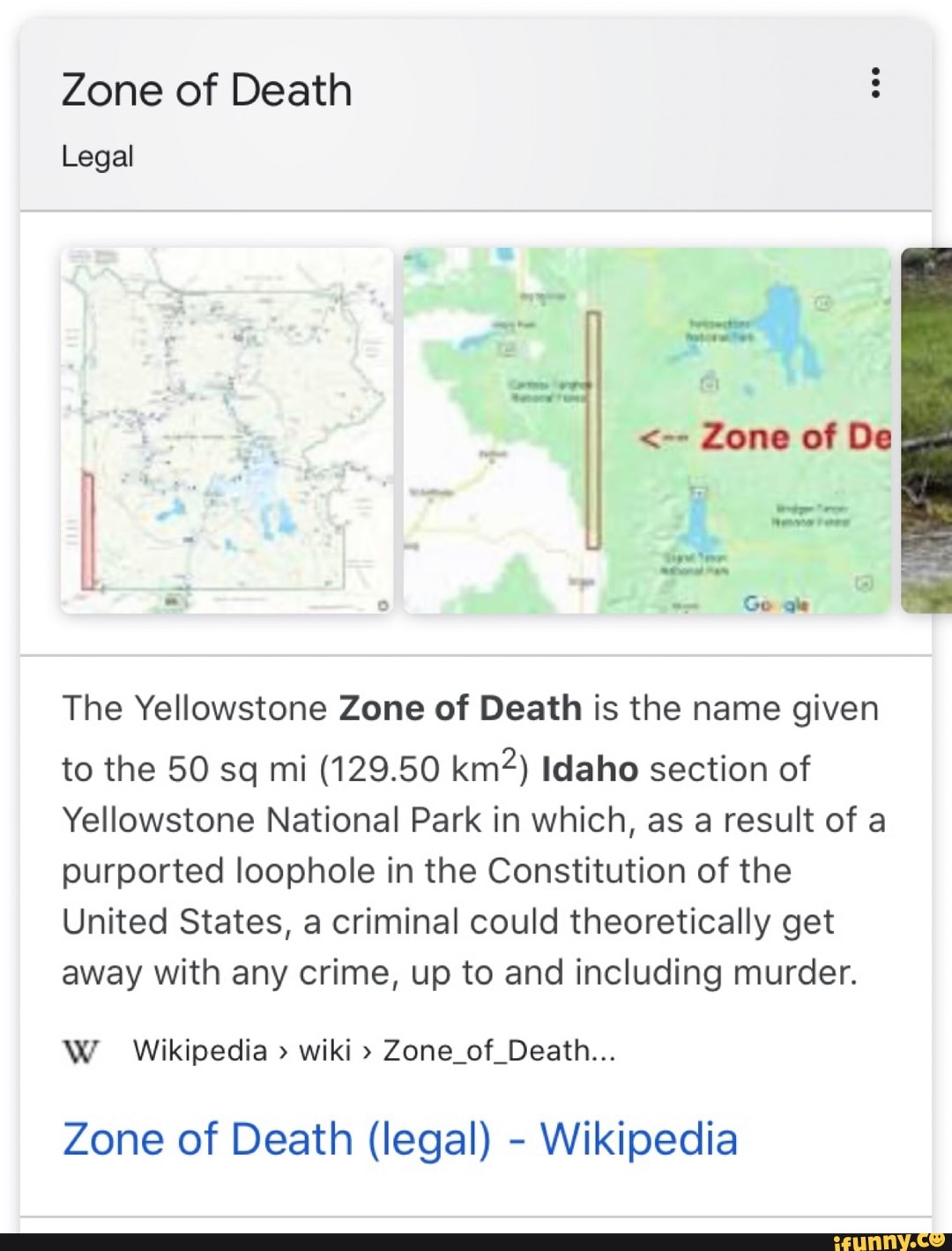 Zone of Death E The Yellowstone Zone of Death is the name given to the ...