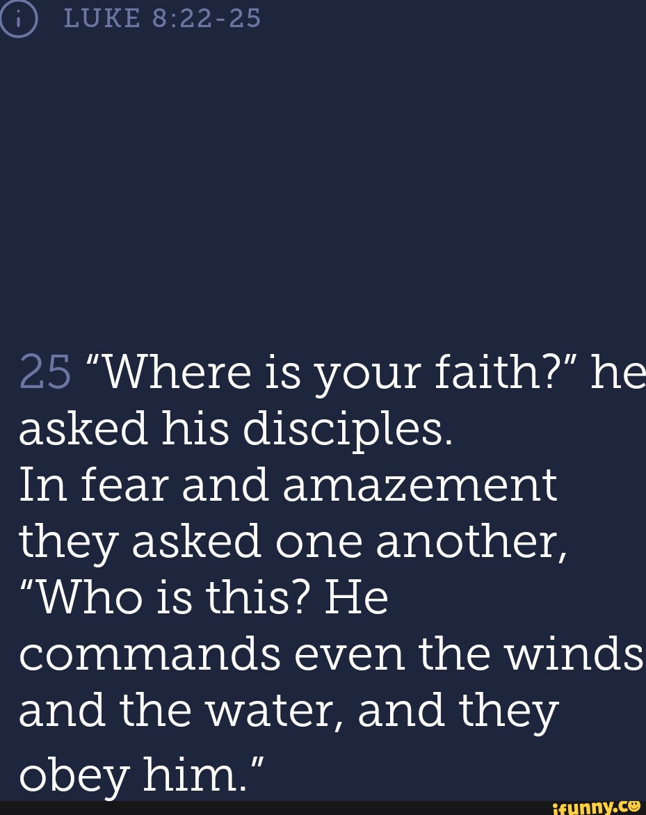 LUKE 25 "Where is your faith?" he asked his disciples. In fear and ...