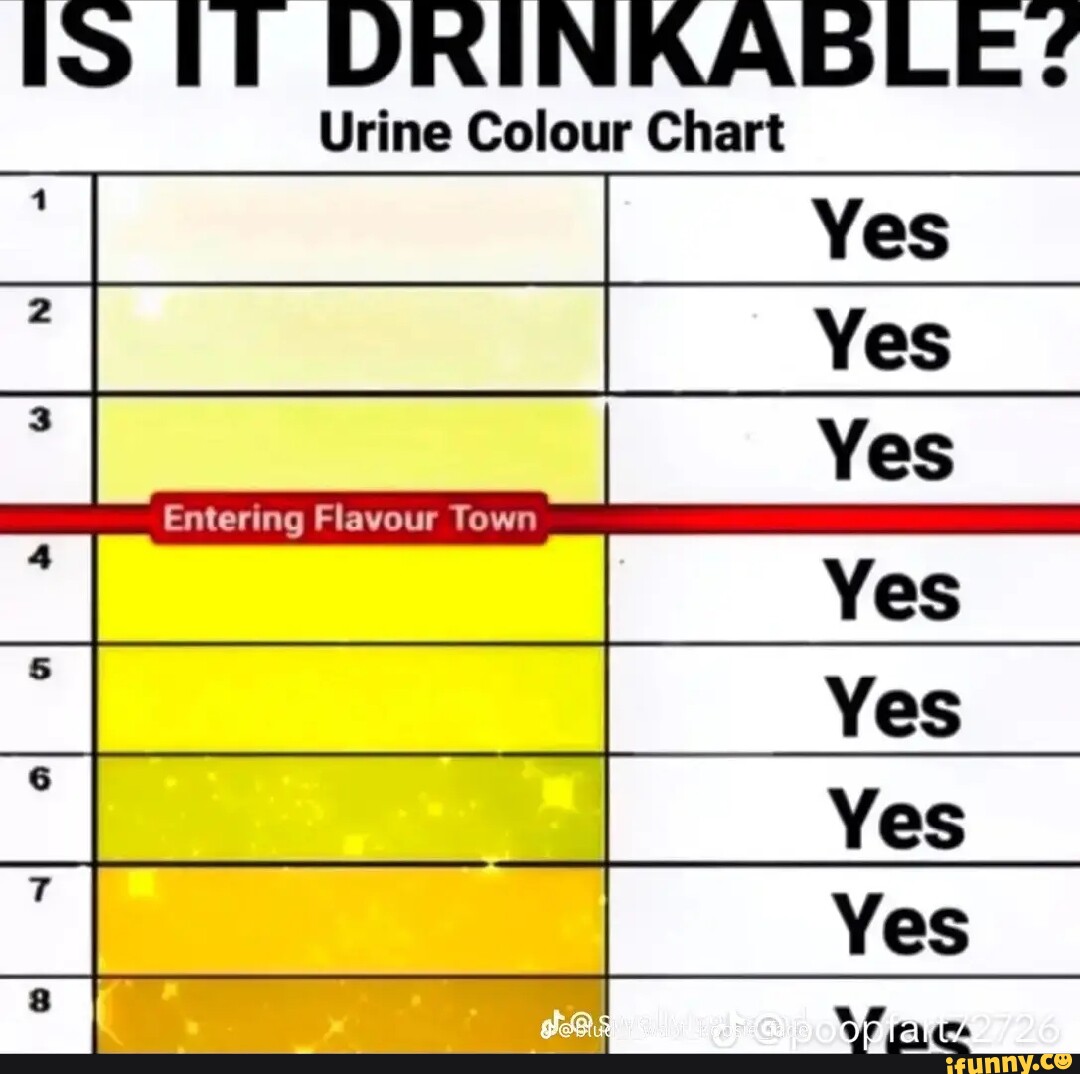 IT DRINKABLE? Urine Colour Chart Yes Entering Flavour Town I ___sYes ...