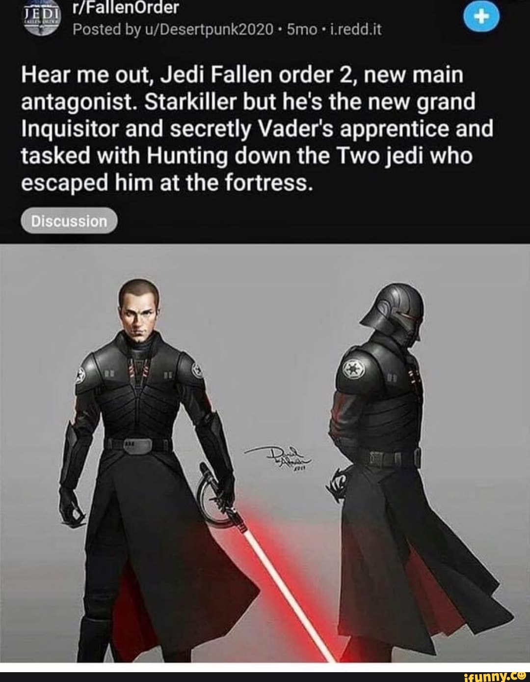 Hear me out, Jedi Fallen order 2, new main antagonist. Starkiller but ...