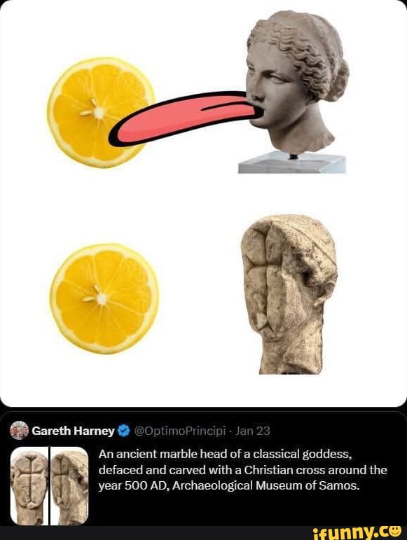 Careth Harney Anancient marble head of a classical goddess, defaced and ...