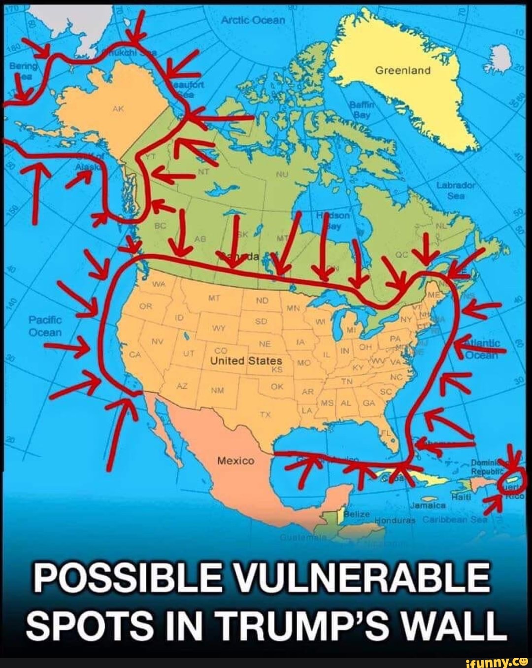 POSSIBLE VULNERABLE SPOTS IN TRUMP’S WALL - iFunny