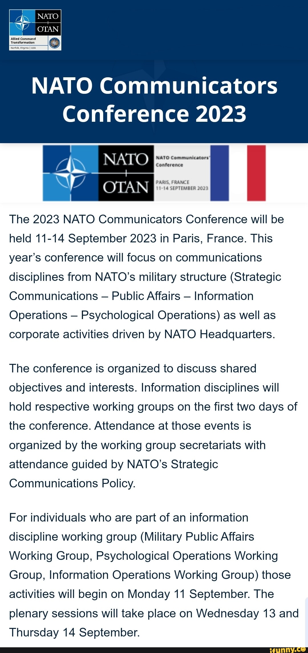 NATO Communicators Conference 2023 O NATO Communicators Conference ...