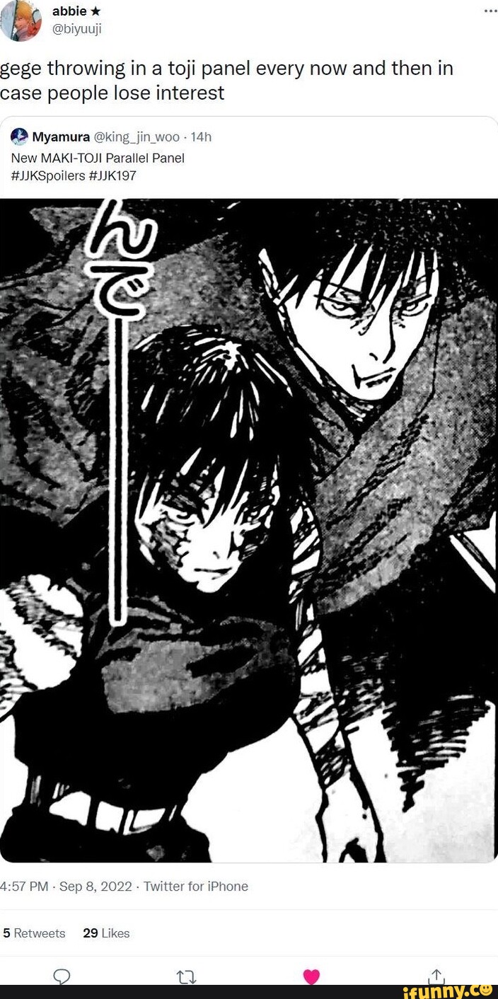 Gege throwing in a toji panel every now and then in case people lose ...
