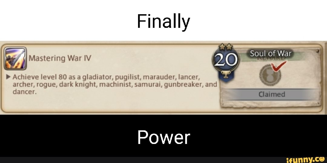 Finally 20 Soul of War med Mastering War IV Achieve leve archer, rogue ...