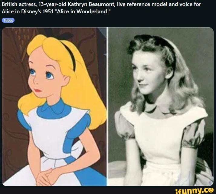 British actress, 13-year-old Kathryn Beaumont, live reference model and ...