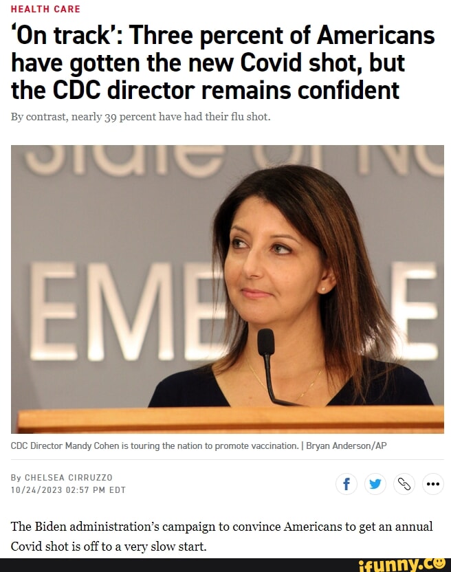 HEALTH CARE 'On track': Three percent of Americans have gotten the new ...