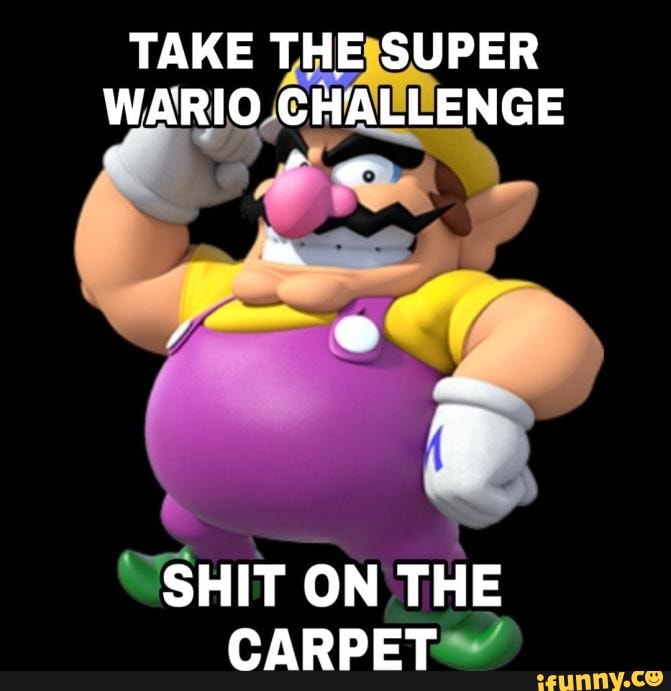 TAKE THE SUPER WARIO CHALLENGE SHIT ON THE CARPET - iFunny