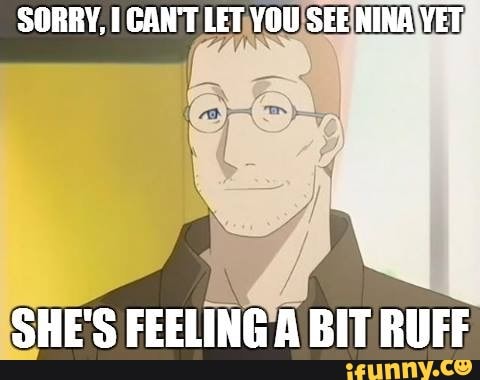 SORRY, CANT LET YOU SEE NINA YET SHE'S FEELING A BIT RUFF - iFunny