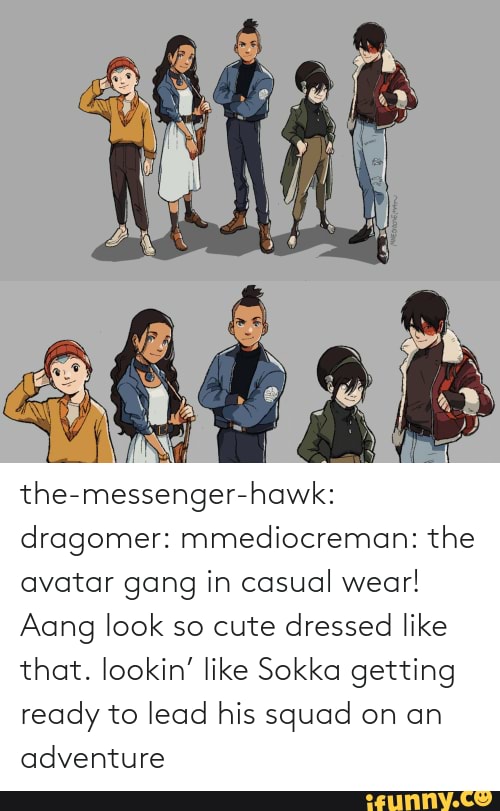 The avatar gang in casual wear! Aang look so cute dressed like that ...