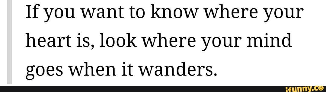 If you want to know Where your heart is, look where your mind goes When ...