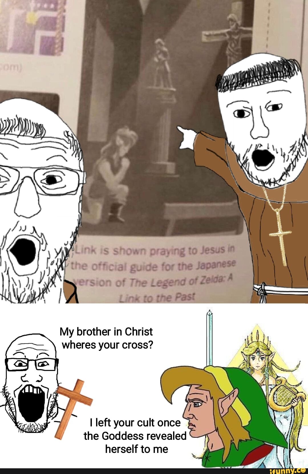 "Link is shown praying to Jesus the official guide for the Japanese ion ...