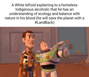 A White leftoid explaining to a homeless Indigenous alcoholic that he ...