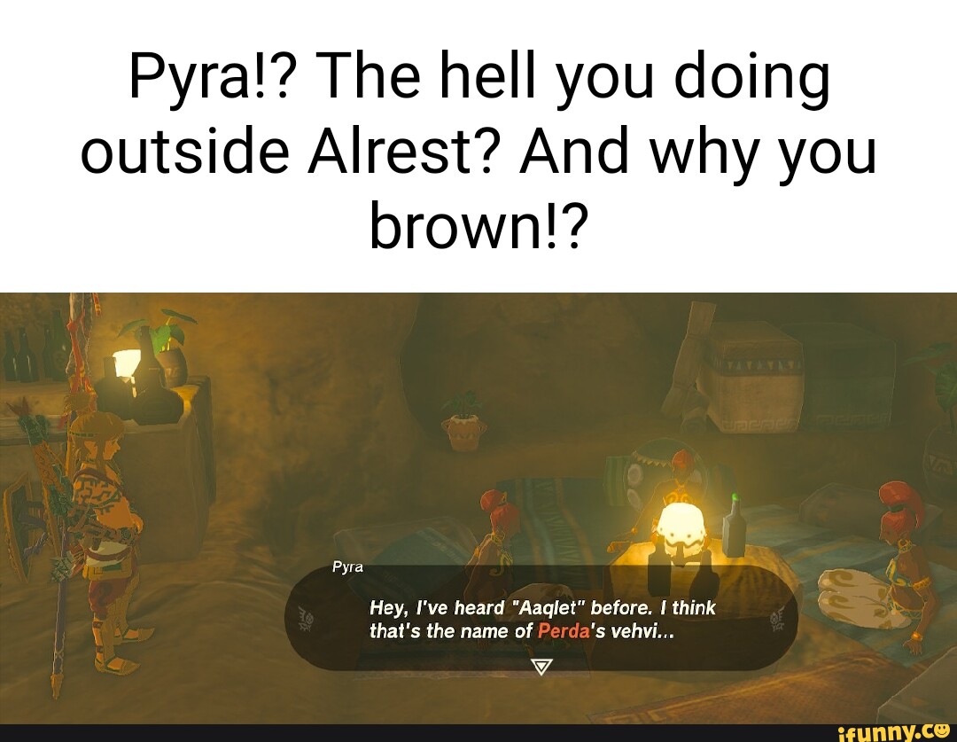 Pyra!? The hell you doing outside Alrest? And why you brown!? Hey, I've ...