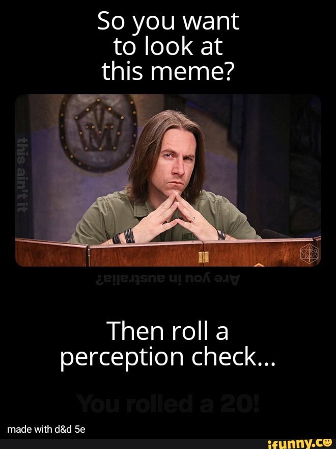 So you want to look at this meme? Then roll a perception check... - iFunny