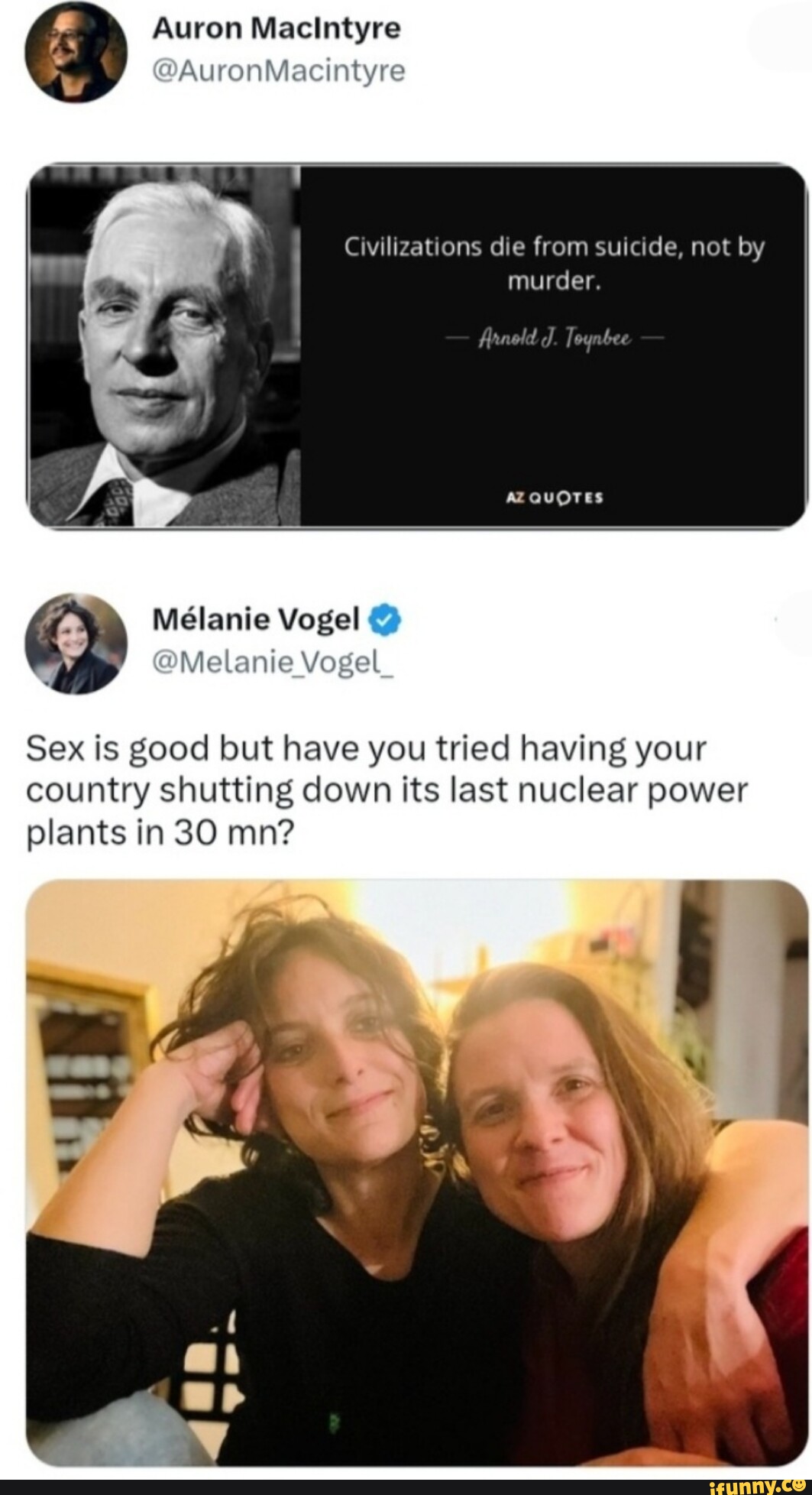 Auron Macintyre "AuronMacintyre Civilizations die from suicide, not by ...