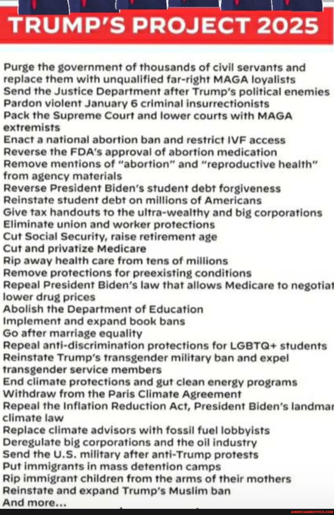 TRUMP'S PROJECT 2025 Purge the government of thousands of civil ...