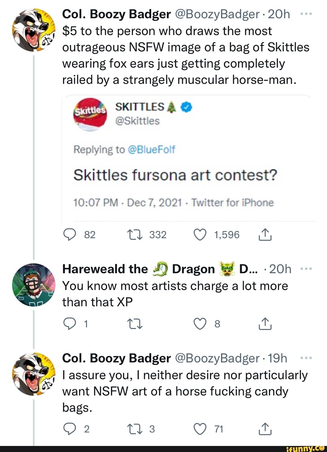 Col. Boozy Badger @BoozyBadger ( ; $5 to the person who draws the most ...