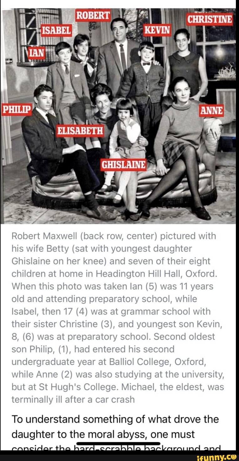 Robert Maxwell (back row, center) pictured with his wife Betty (sat ...