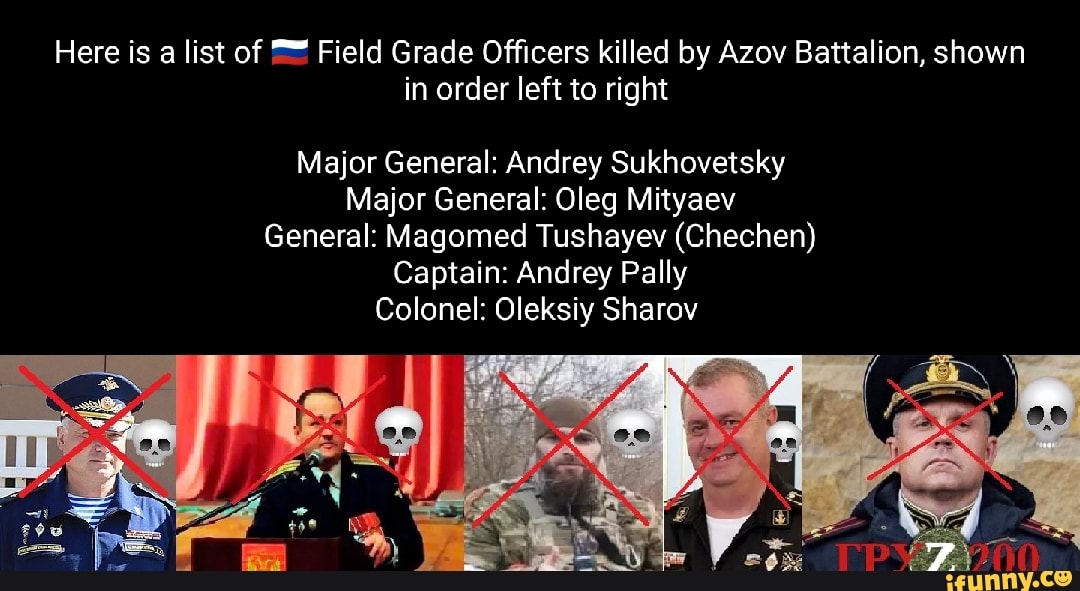 Here is a list of Field Grade Officers killed by Azov Battalion, shown ...