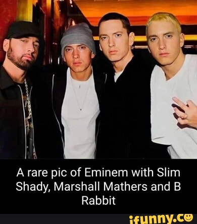 A rare pic of Eminem with Slim Shady, Marshall Mathers and B Rabbit - iFunny