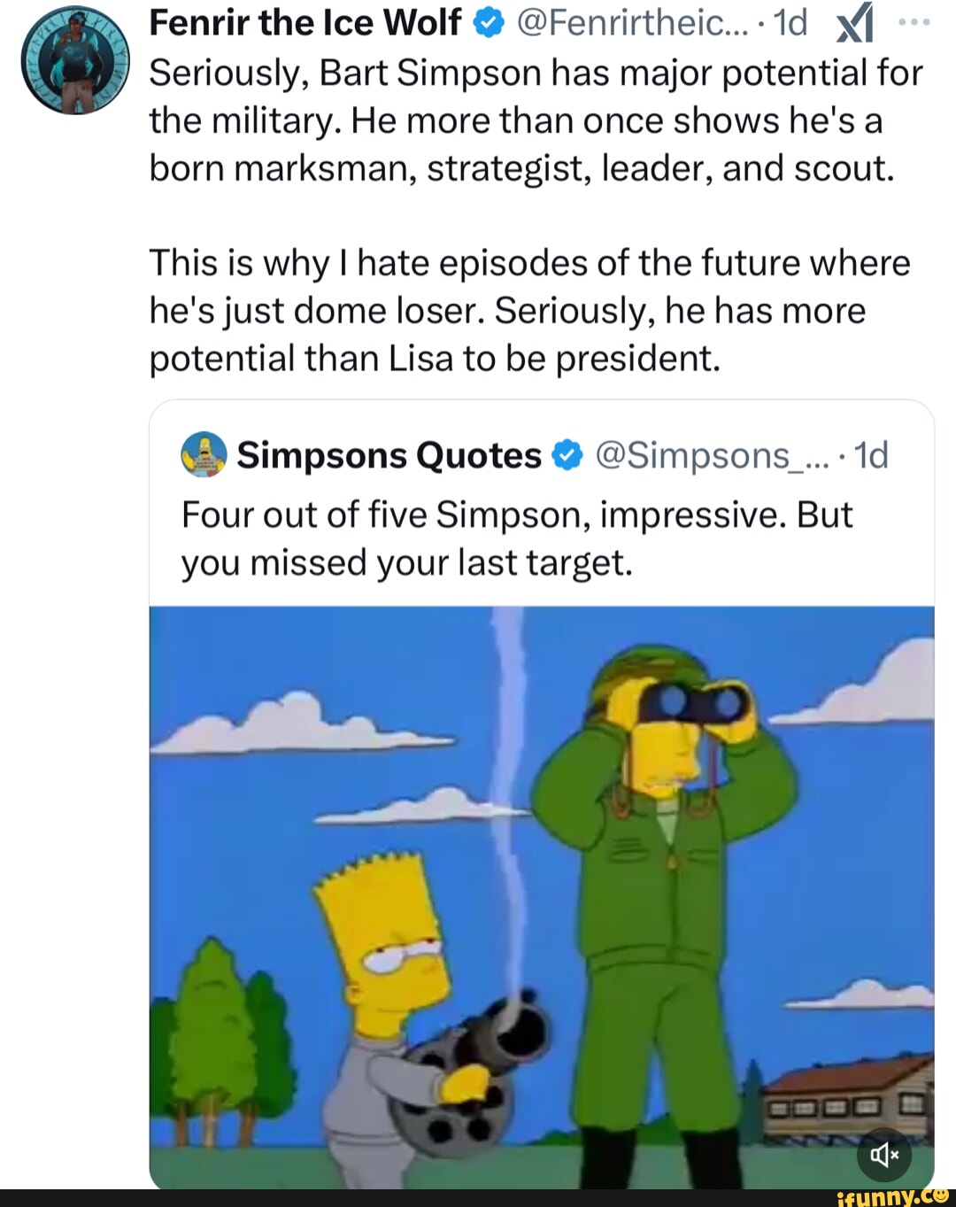 Fenrir the Ice Wolf @ @Fenrirtheic...-1d Seriously, Bart Simpson has ...