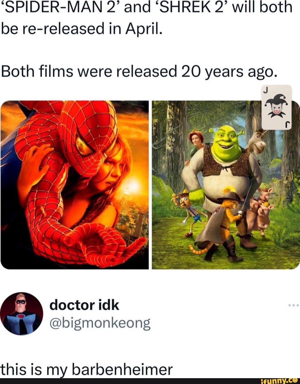 "SPIDER-MAN and 'SHREK 2' will both be re-released in April. Both films ...