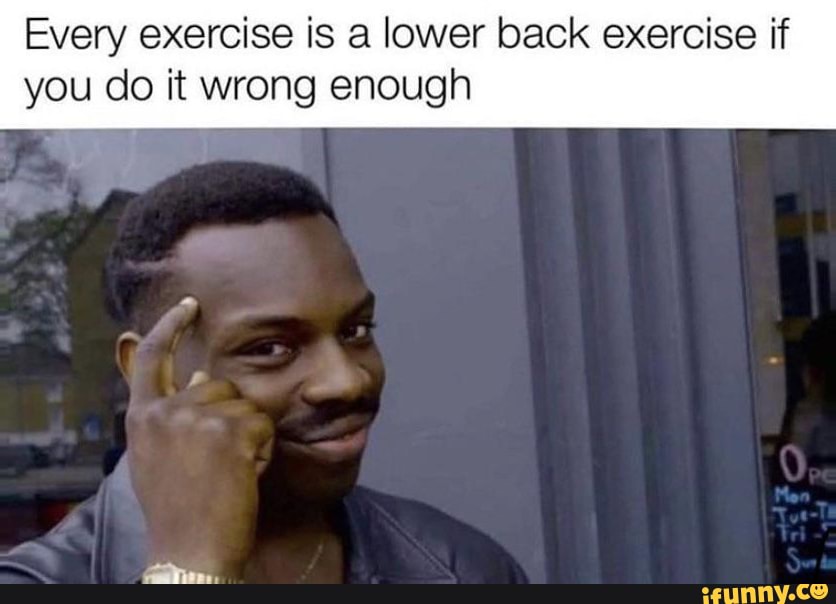 Every exercise is a lower back exercise if you do it wrong enough - iFunny