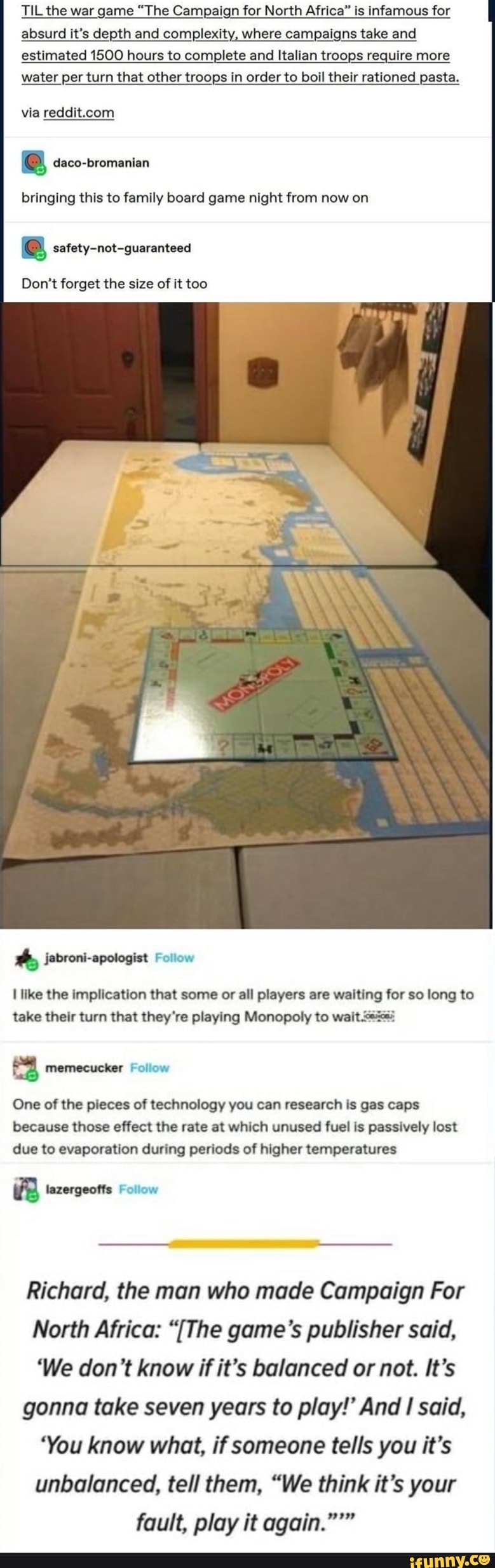 TIL the war game "The Campaign for North Africa" is infamous for absurd ...