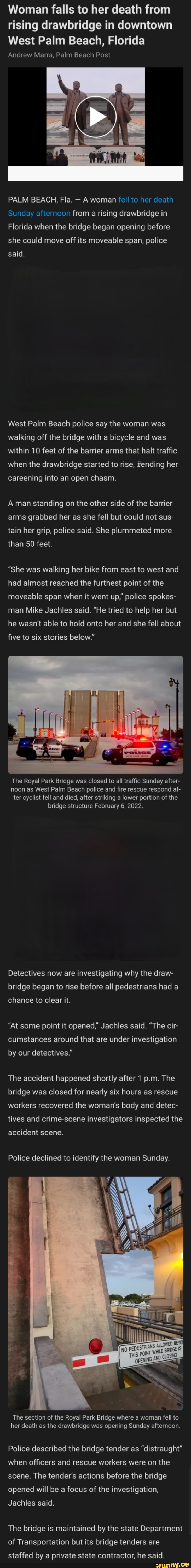 Woman falls to her death from rising drawbridge in downtown West Palm ...