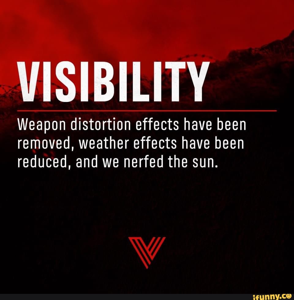 VISIBILITY Weapon distortion effects have been removed, weather effects ...