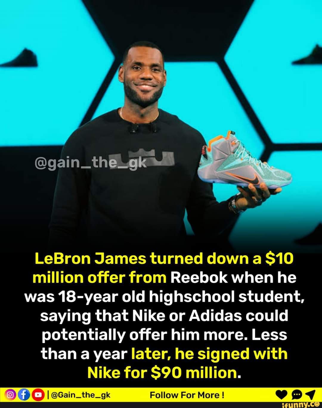 The_gk LeBron James turned down a $10 million offer from Reebok when he ...