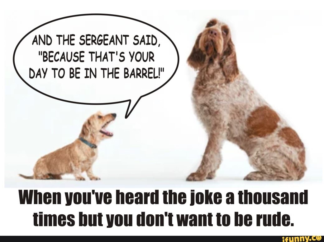 AND THE SERGEANT SAID, "BECAUSE THAT'S YOUR DAY TO BE IN THE BARREL ...