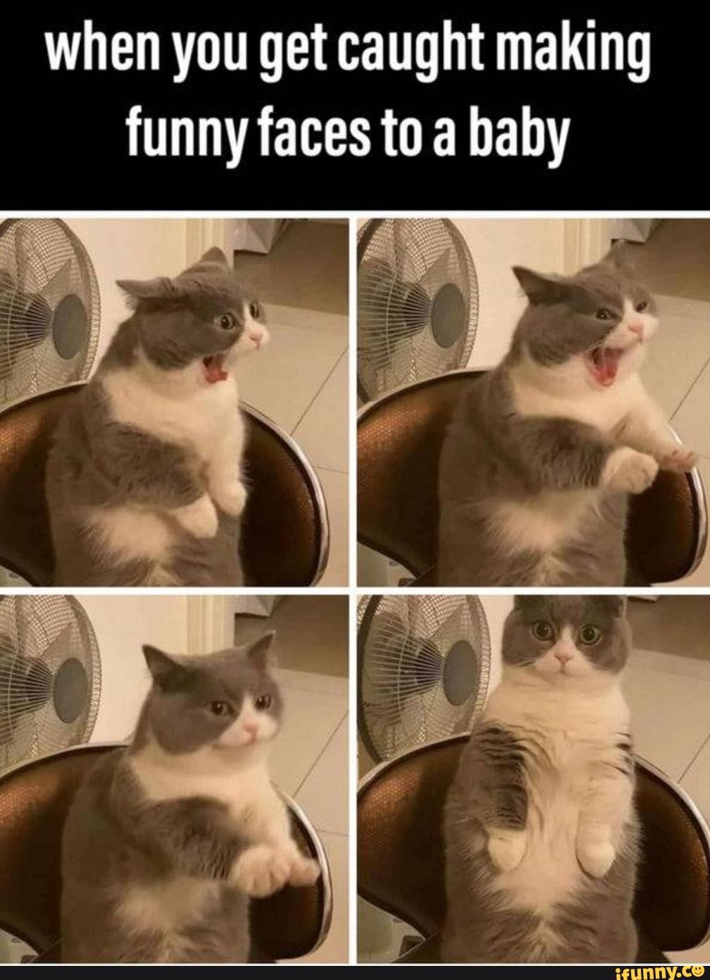 When you get caught making funny faces to a baby - iFunny