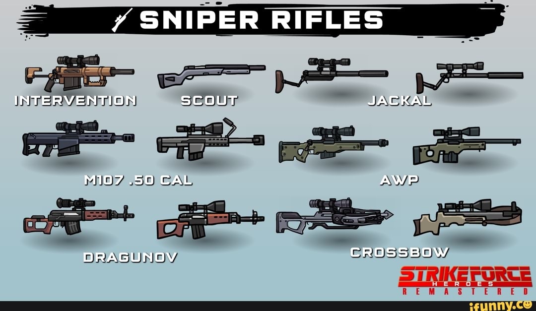 SFH Remastered sniper rifle line up - SNIPER RIFLES INTERVENTION SCOUT ...
