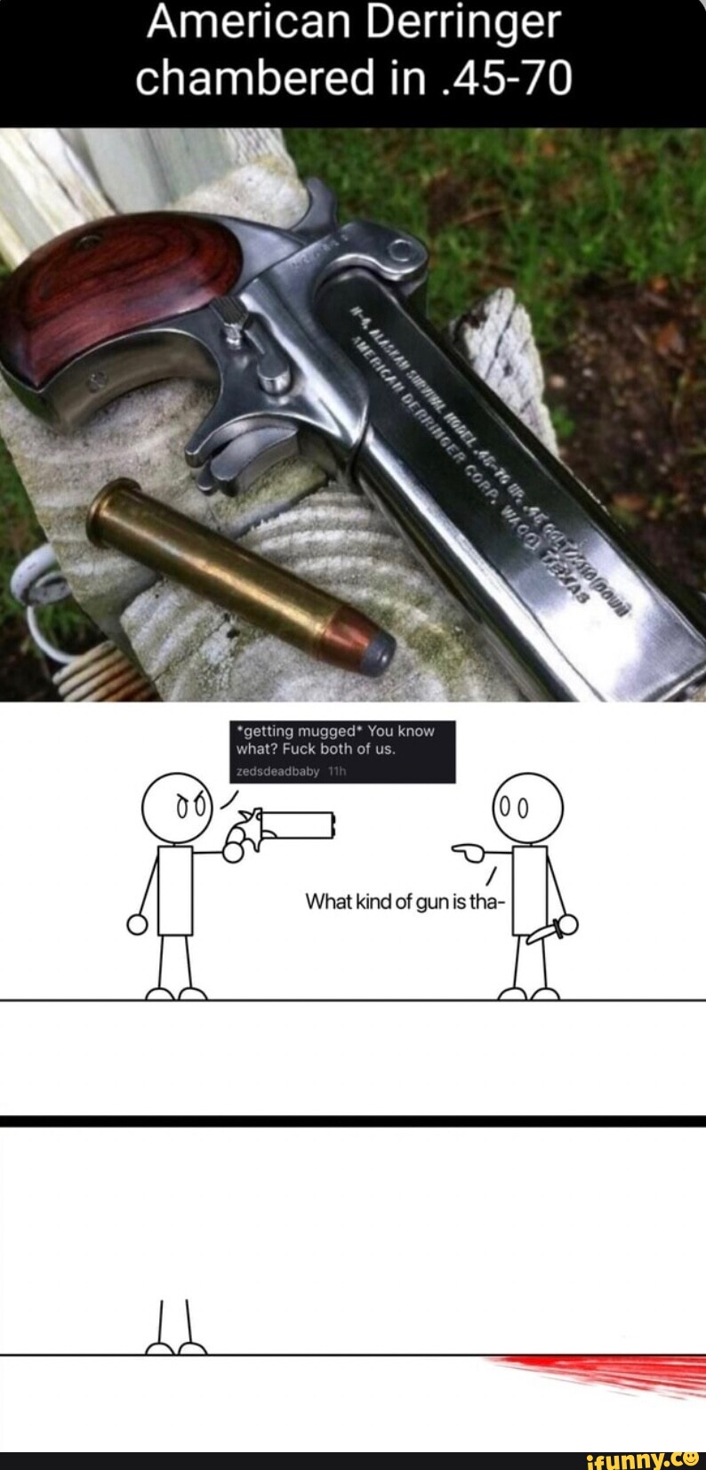 American Derringer chambered in .45-70 ung mugged* Veu of us, - iFunny