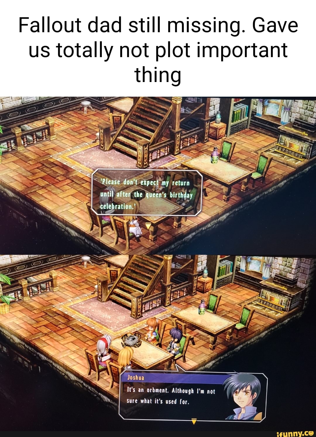 Fallout dad still missing. Gave us totally not plot important please ...