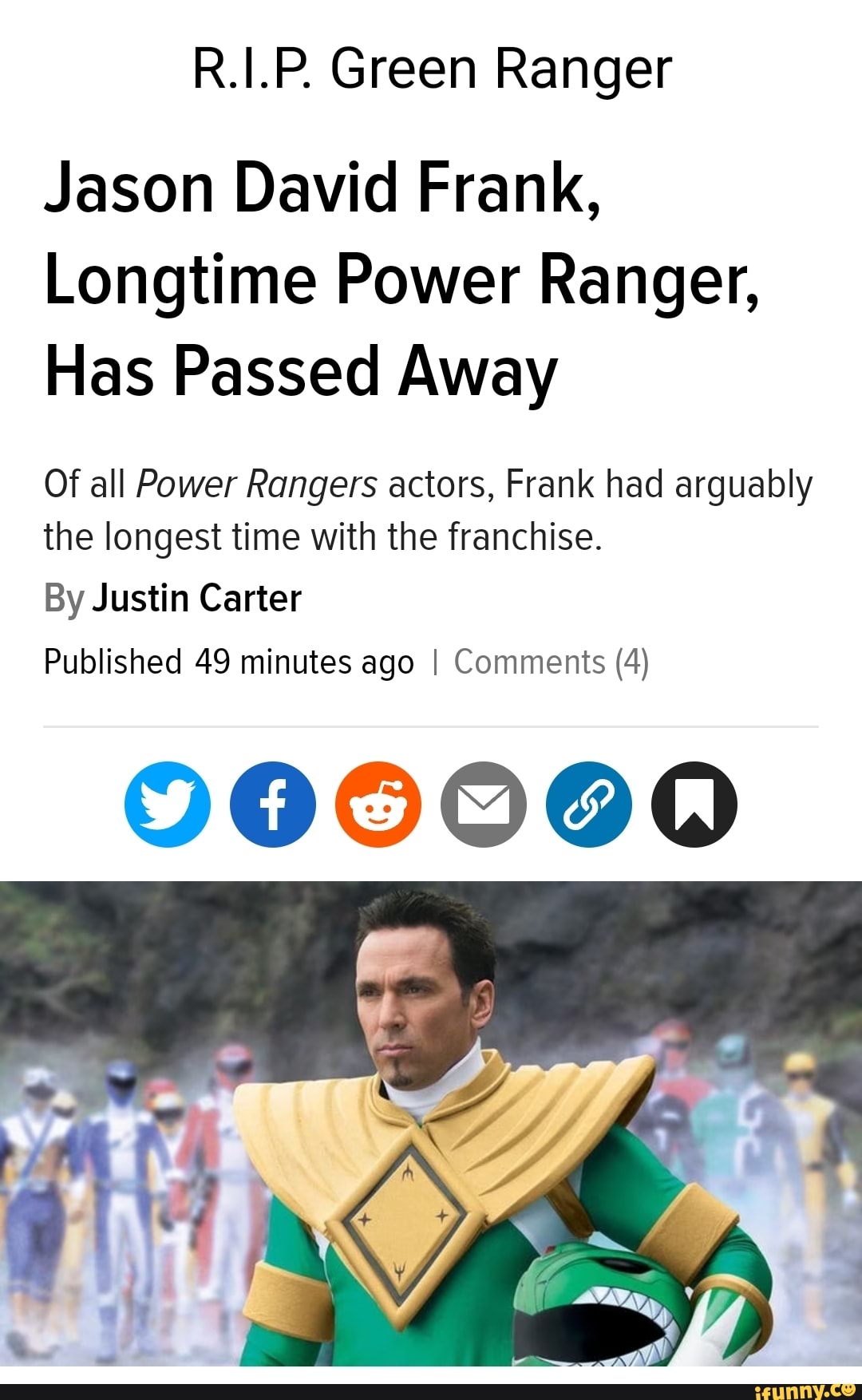 Green Ranger Jason David Frank, Longtime Power Ranger, Has Passed Away ...