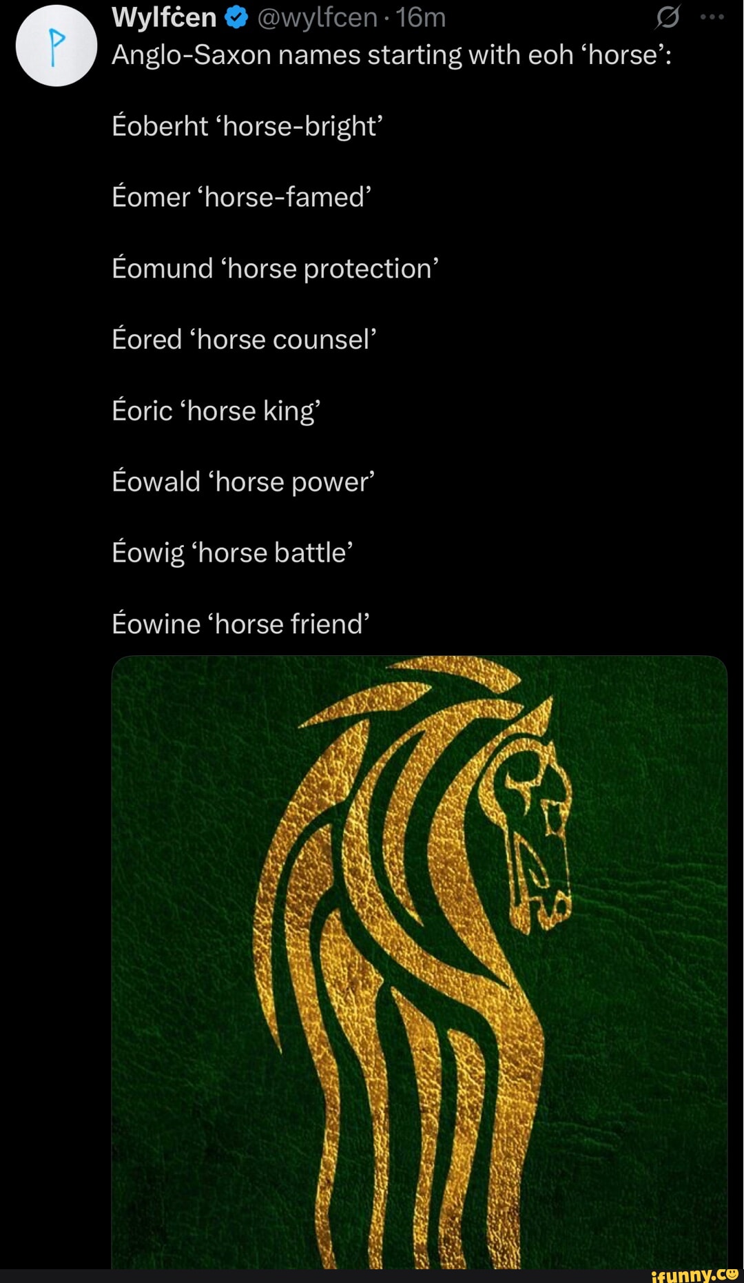 Wylfen @ @wylfcen-16m Anglo-Saxon names starting with eoh 'horse ...