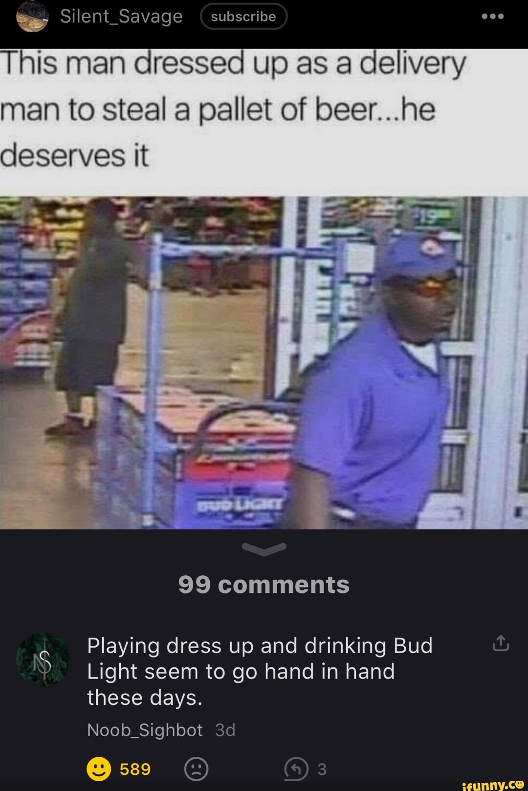 His man dressed up as a delivery man to steal a pallet of beer...he ...