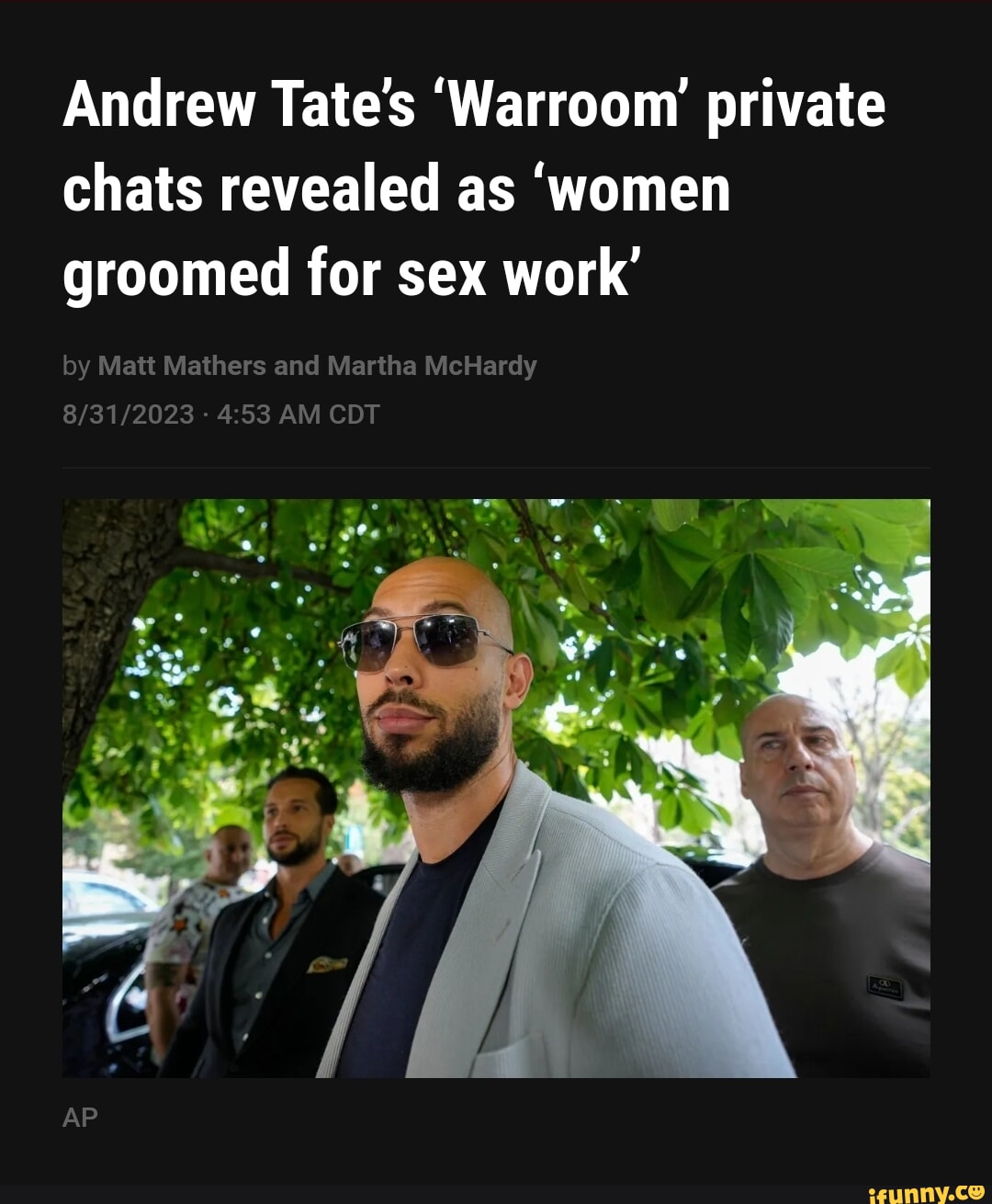 Andrew Tate's 'Warroom' private chats revealed as 'women groomed for sex work' by Matt Mathers ...