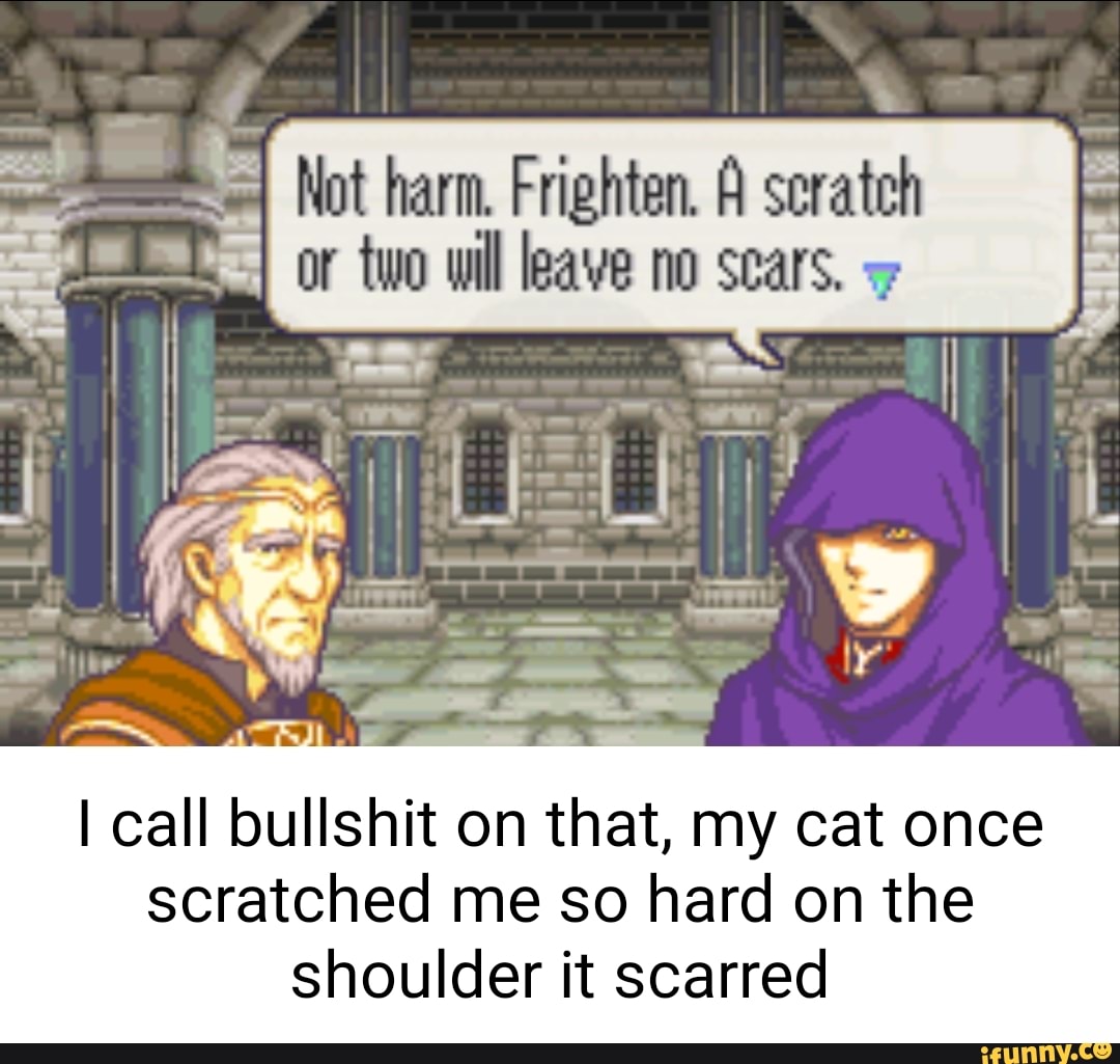 Not harm. Frighten. A seratch two will leave no scars, I call bullshit ...