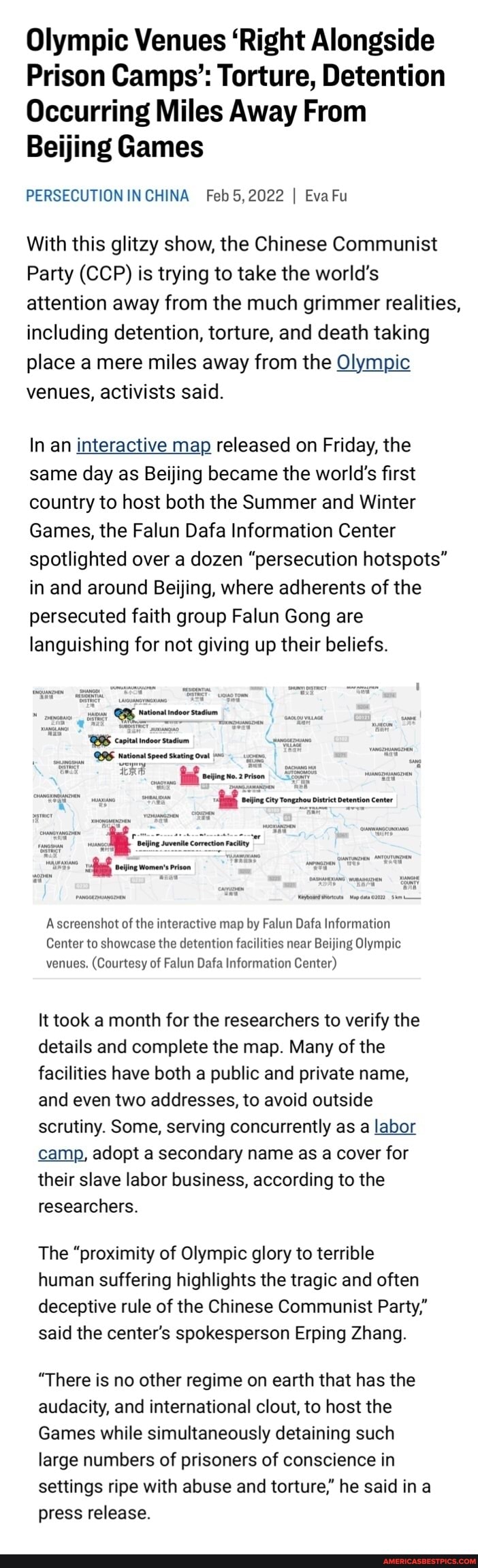 Olympic Venues 'Right Alongside Prison Camps': Torture, Detention ...