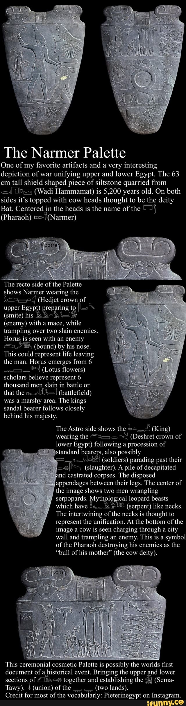 The Narmer Palette One of my favorite artifacts and a very interesting ...