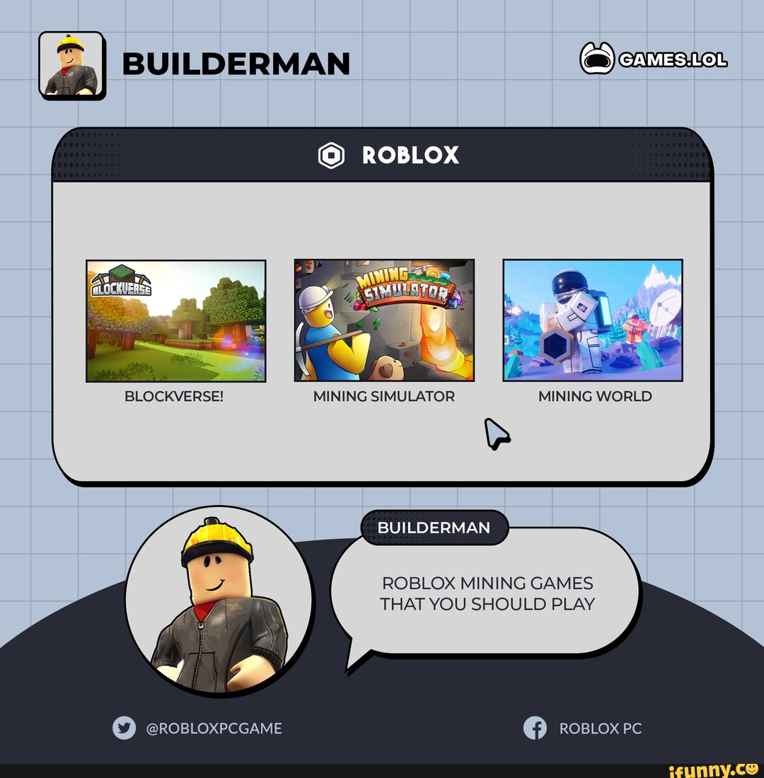 BUILDERMAN (CSleameston ROBLOX BLOCKVERSE! MINING SIMULATOR MINING ...