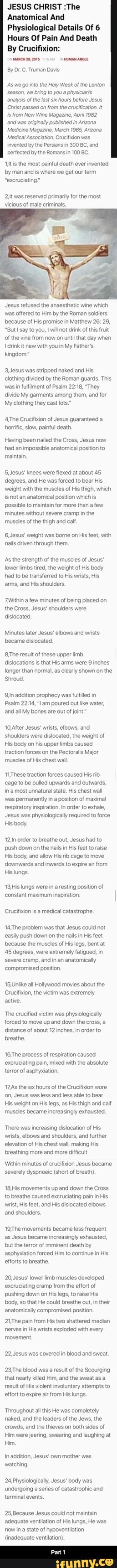 JESUS CHRIST :The Anatomical And Physiological Details Of 6 Hours Of ...
