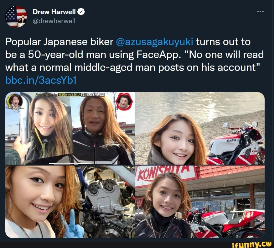 Drew Harwell @drewharwell Popular Japanese biker @azusagakuyuki turns ...