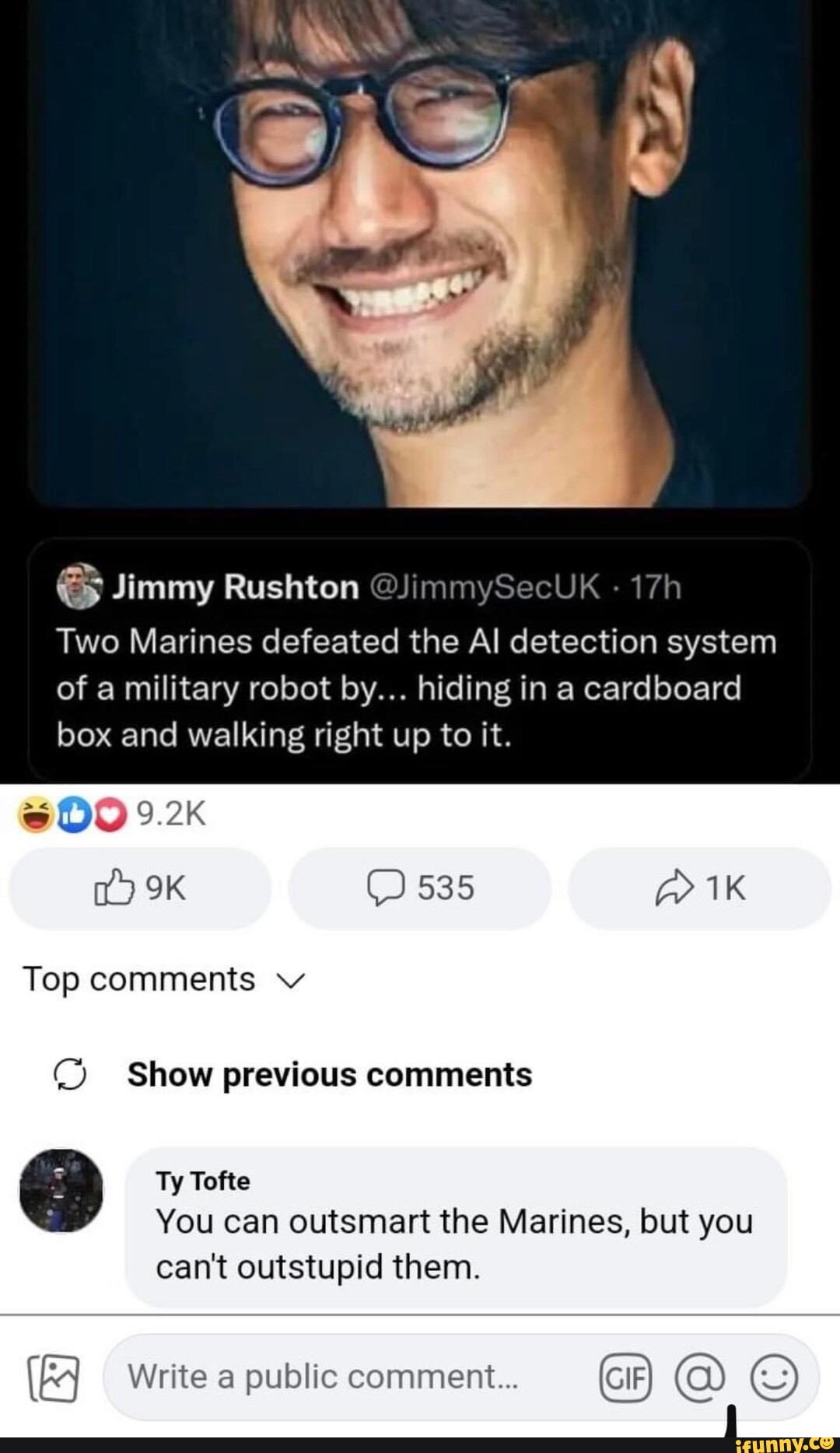 Jimmy Rushton @JimmySecUK Two Marines defeated the Al detection system ...