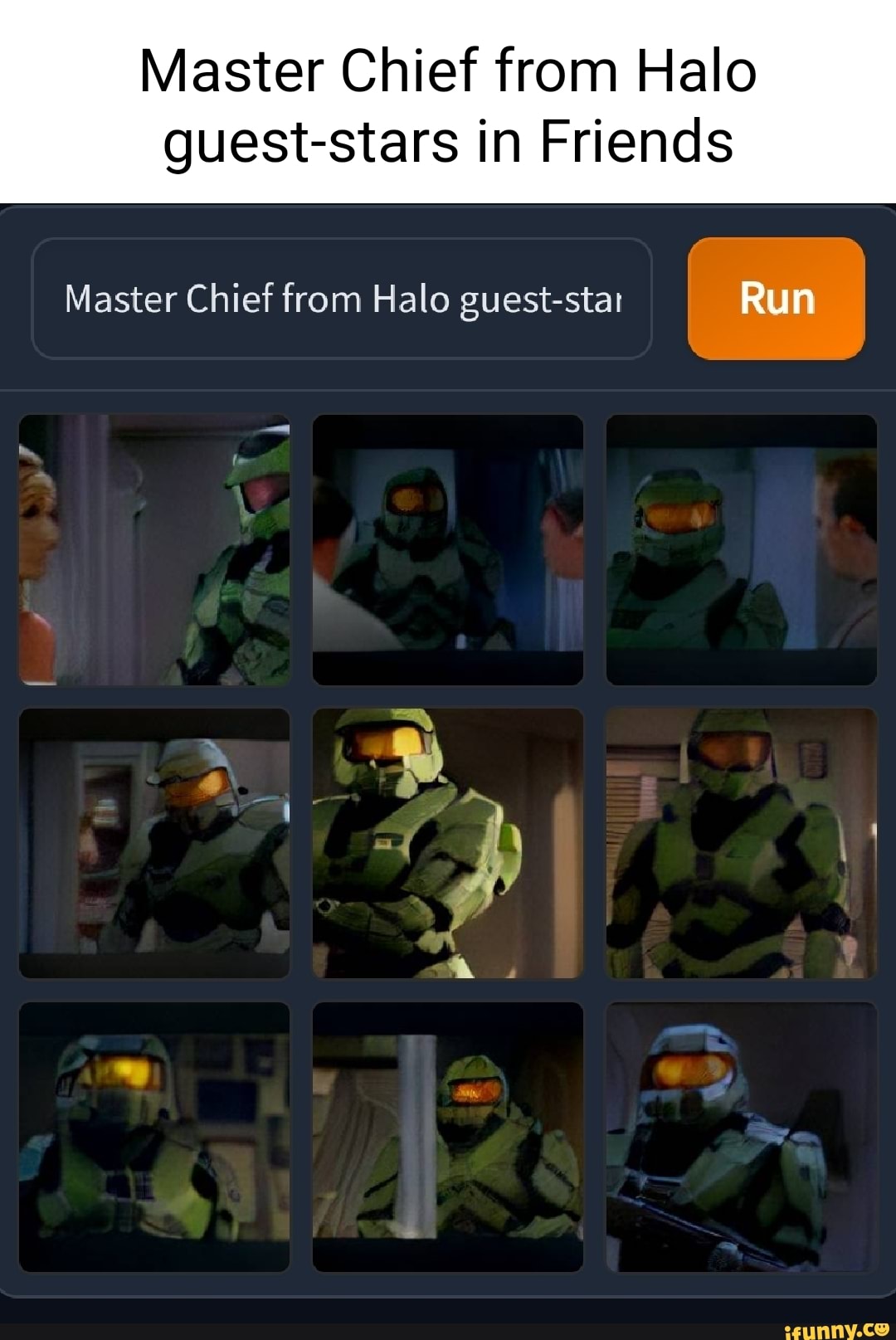 Master Chief from Halo guest-stars in Friends Run Master Chief from ...
