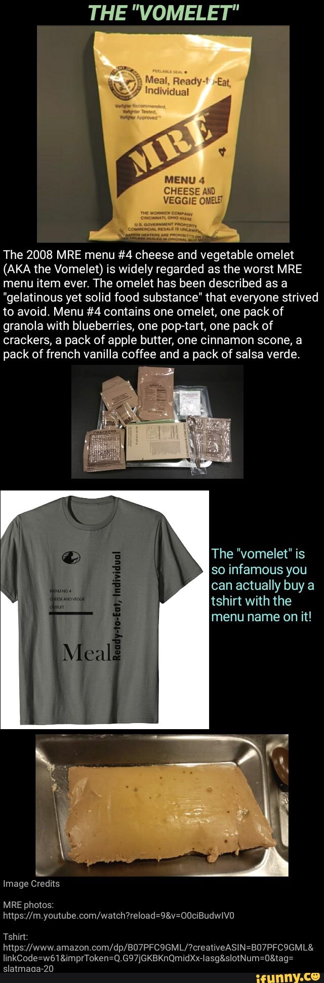 THE "VOMELET" eal Ready t Eat, Y Individual MENU 4 CHEESE AND VEGGIE ...